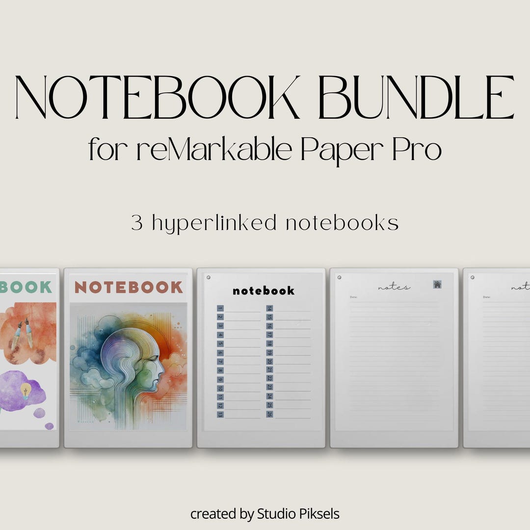 Hyperlinked Notebook Bundle for Remarkable Paper Pro, Minimalist Eink ...