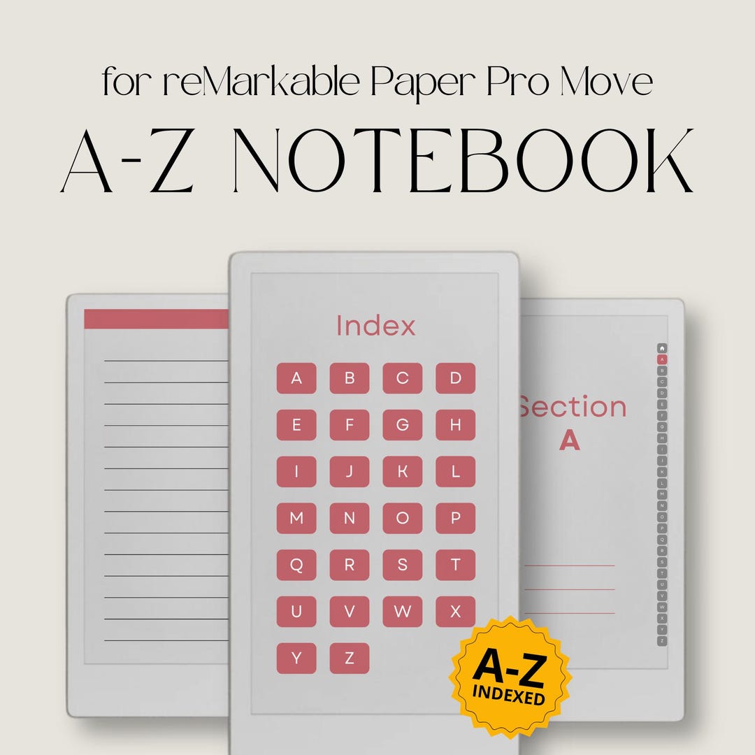 A-Z Notebooks for Remarkable Paper Pro Move: Premium Notes Template ...