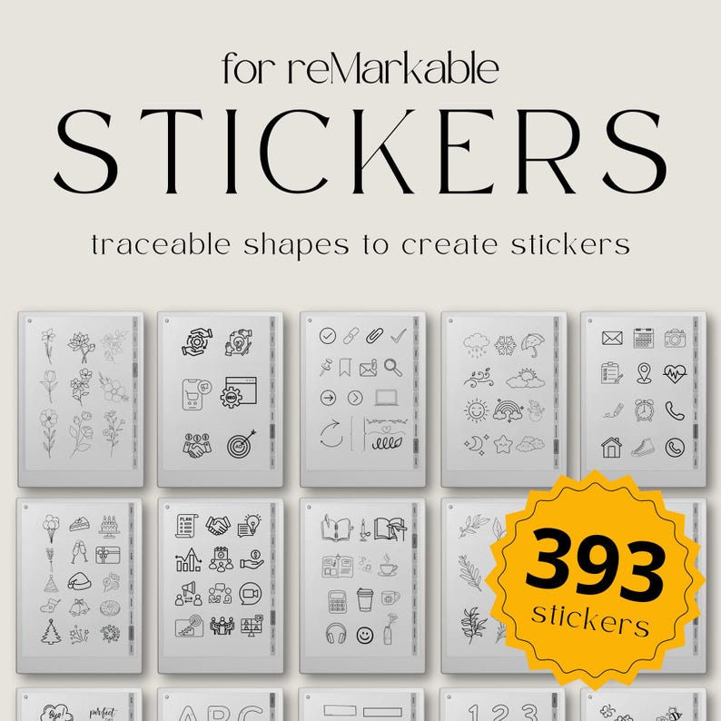 Custom Stickers for Remarkable, Traceable Shapes + Visuals for ...