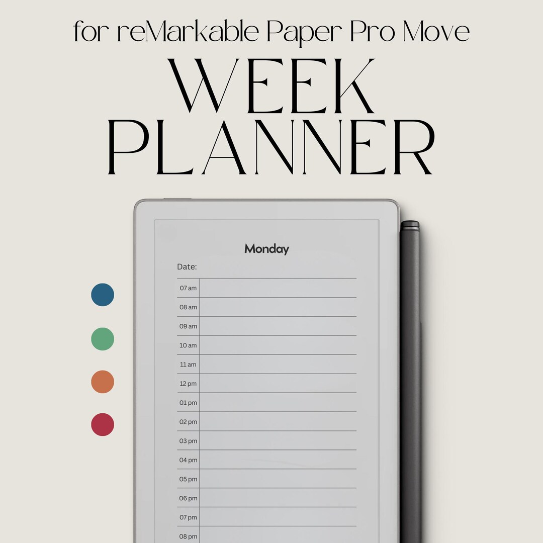 Daily Planner for Remarkable Paper Pro Move: Weekly Planner With Daily ...