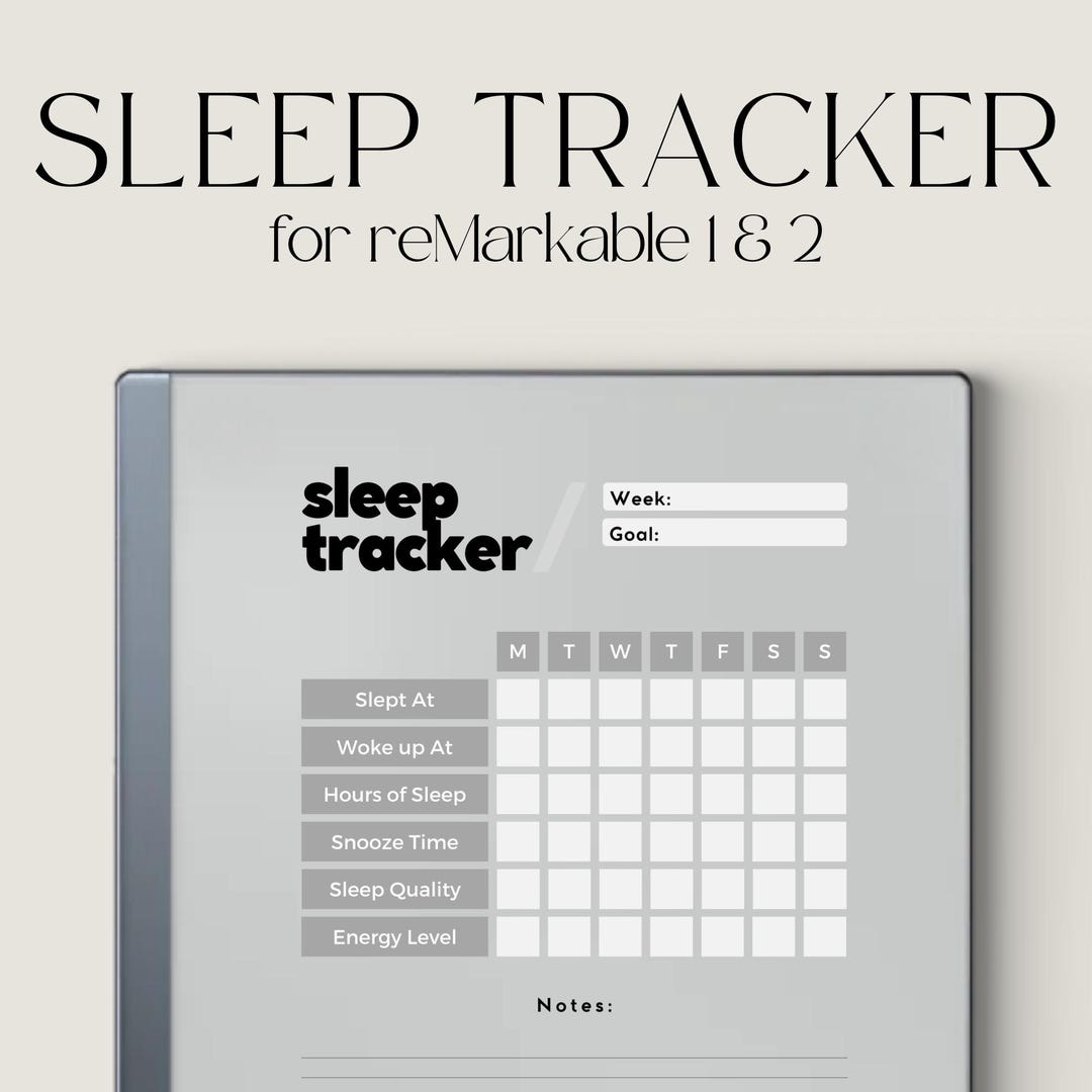 Sleep Tracker Template for Remarkable, Eink Digital Sleep Tracker, Self ...
