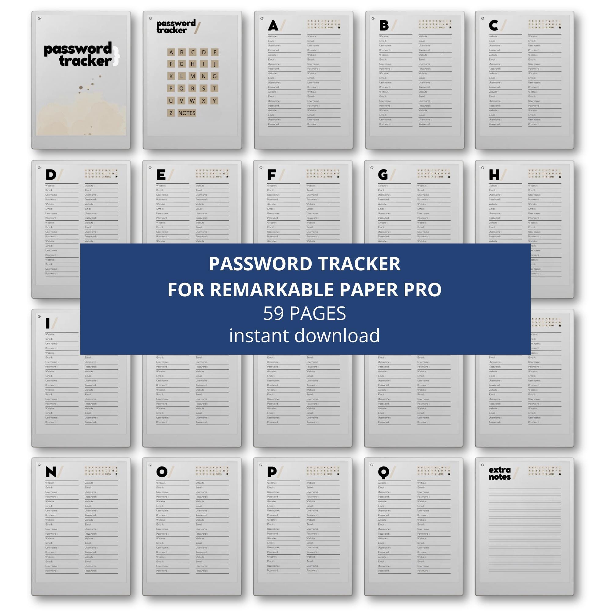 Password Tracker for Remarkable Paper Pro, Eink Password Manager ...