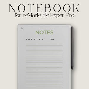 Notebook for Remarkable Paper Pro, Minimalist Eink Notebook, Digital ...