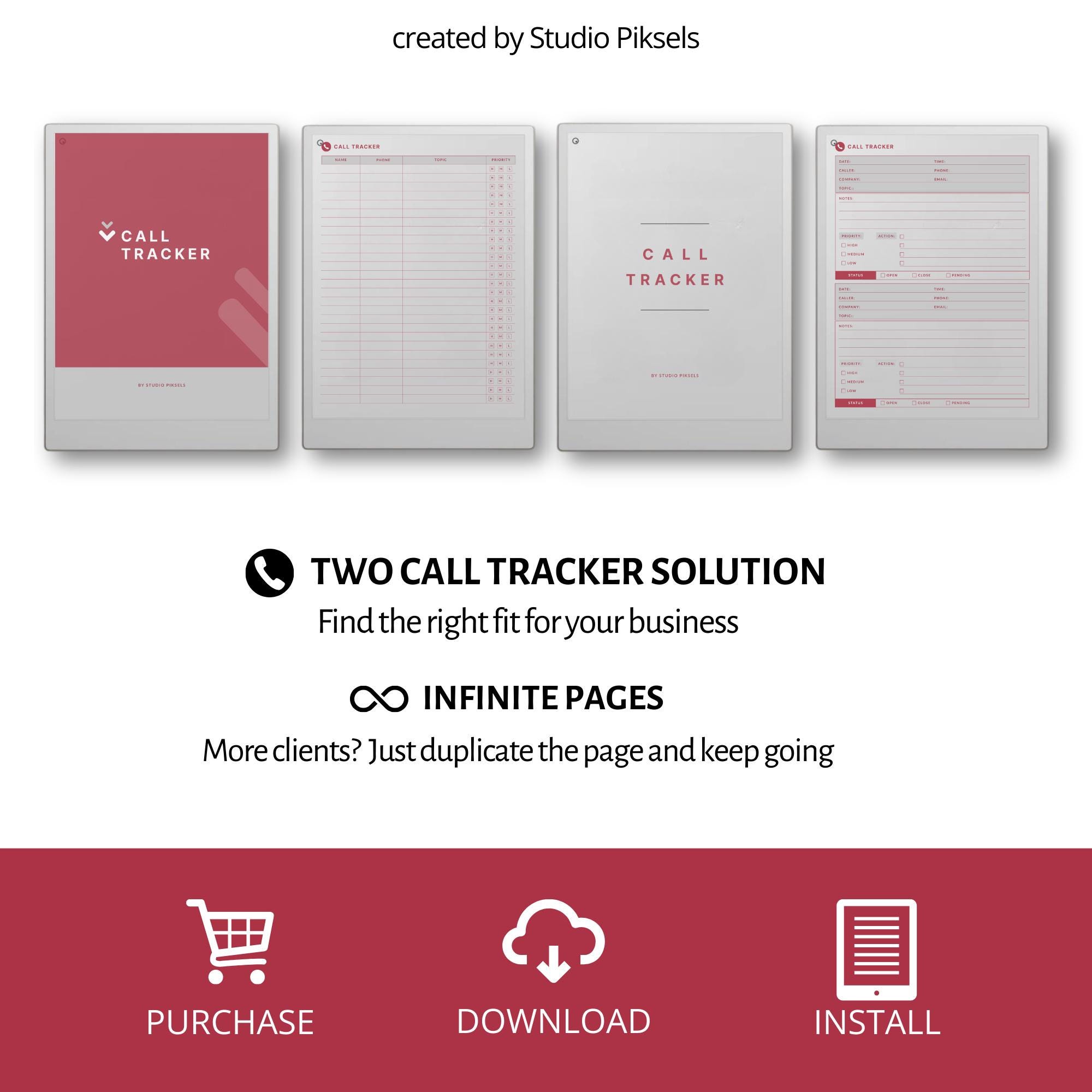 Phone Call Tracker for Remarkable Paper Pro, Phone Call Log Book, Phone ...