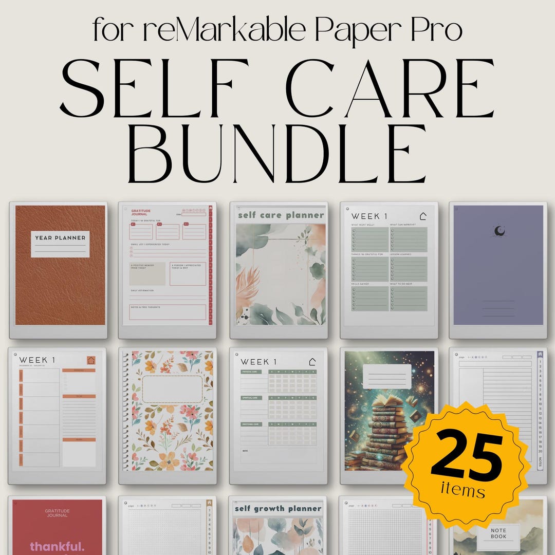 Ultimate Self Care Template Bundle for Remarkable Paper Pro: Starter ...