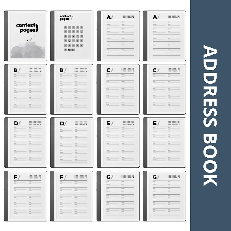 Address Book for Kindle Scribe, Contact Pages, Kindle Address Book ...