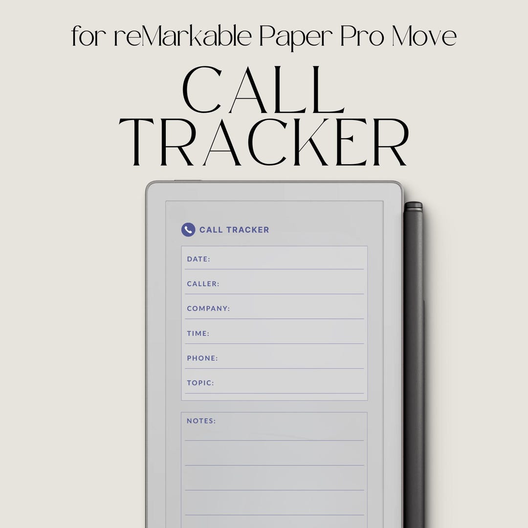 Phone Call Tracker for Remarkable Paper Pro Move, Phone Call Log Book ...