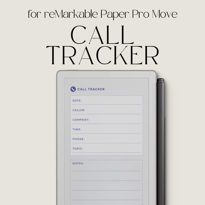 Phone Call Tracker for Remarkable Paper Pro Move, Phone Call Log Book ...