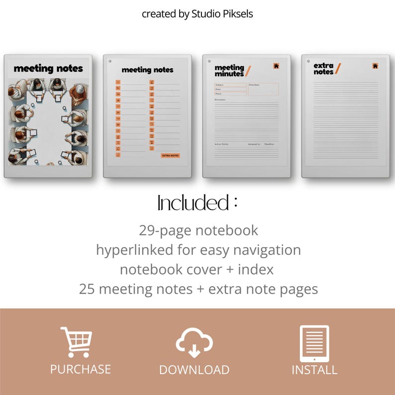 Hyperlinked Meeting Minutes Notebook for Remarkable Paper Pro, Meeting ...