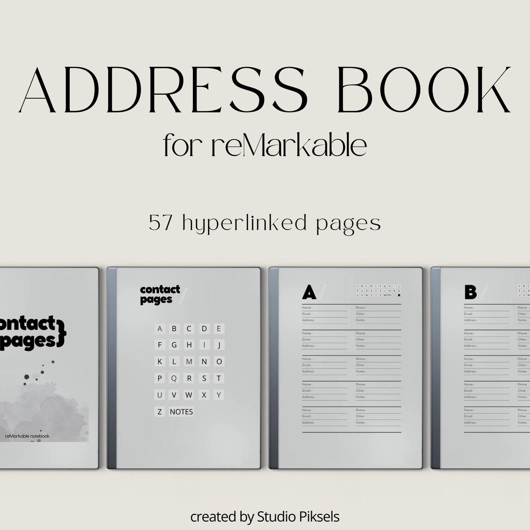 Address Book for Remarkable, Hyperlinked Digital Address Book for Eink ...