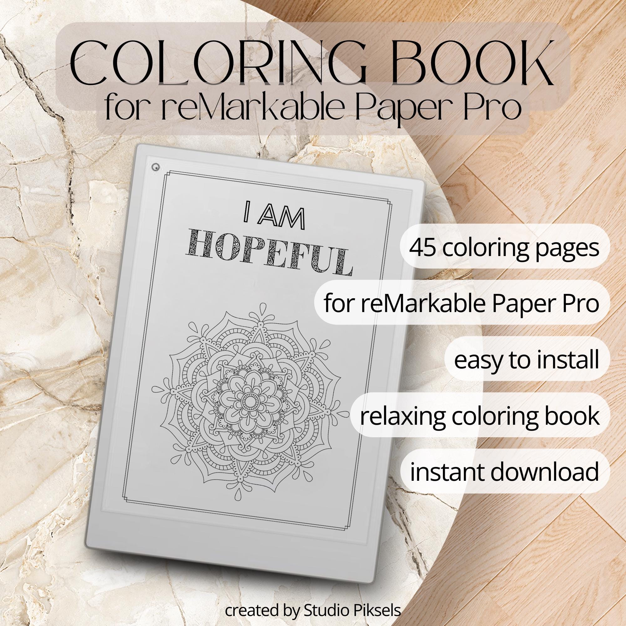 Mindful Coloring Book for Remarkable Paper Pro, Eink Digital Adult ...