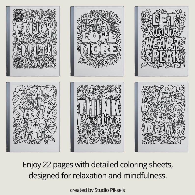 Mindful Coloring Book for Remarkable 2, Digital Adult Coloring Book ...