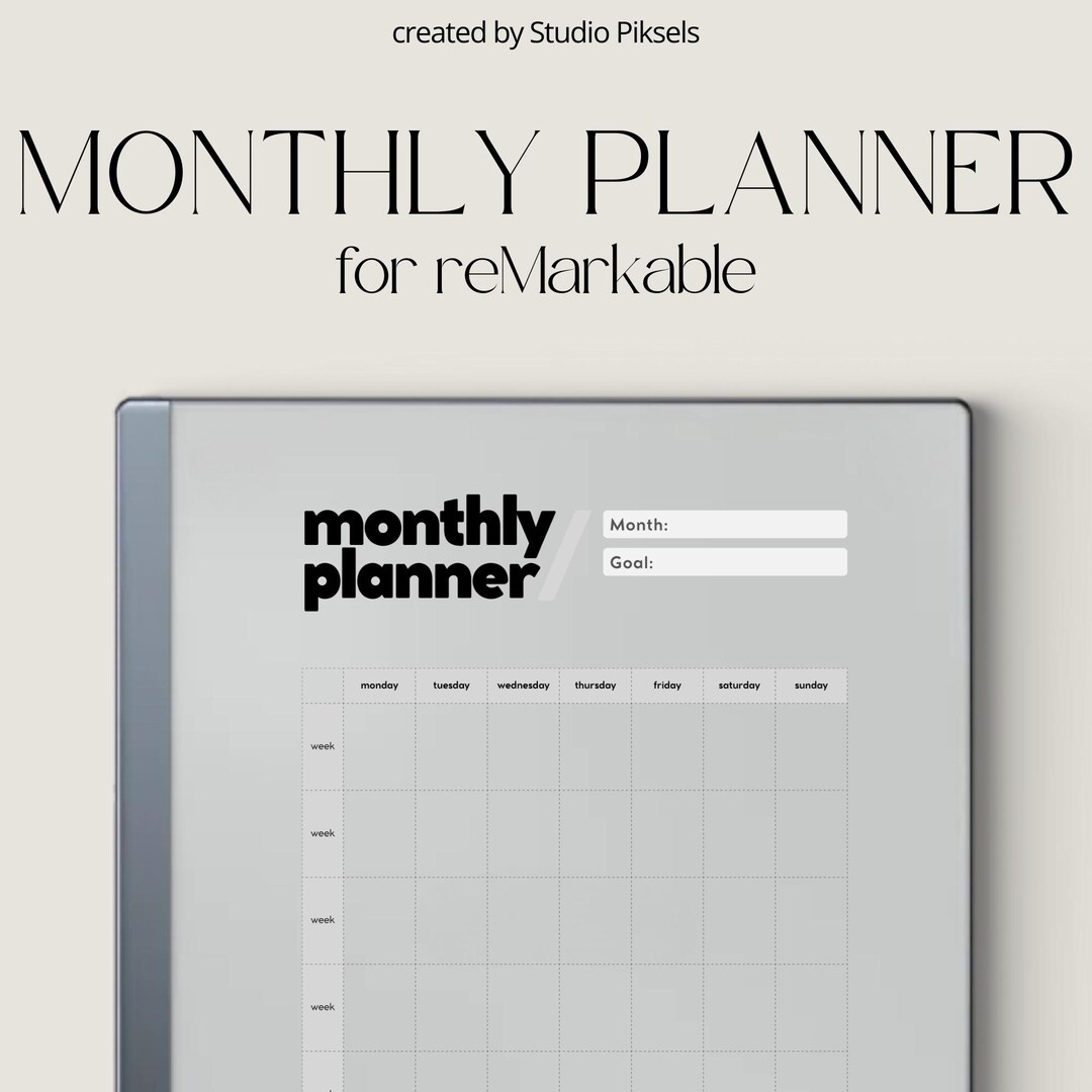 Monthly Planner for Remarkable Minimalist Design, Personal Planner for ...