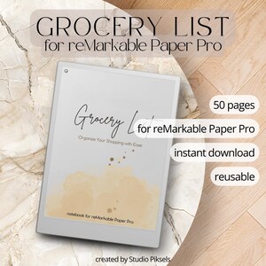 Grocery List Notebook for Remarkable Paper Pro, Eink Weekly Grocery ...