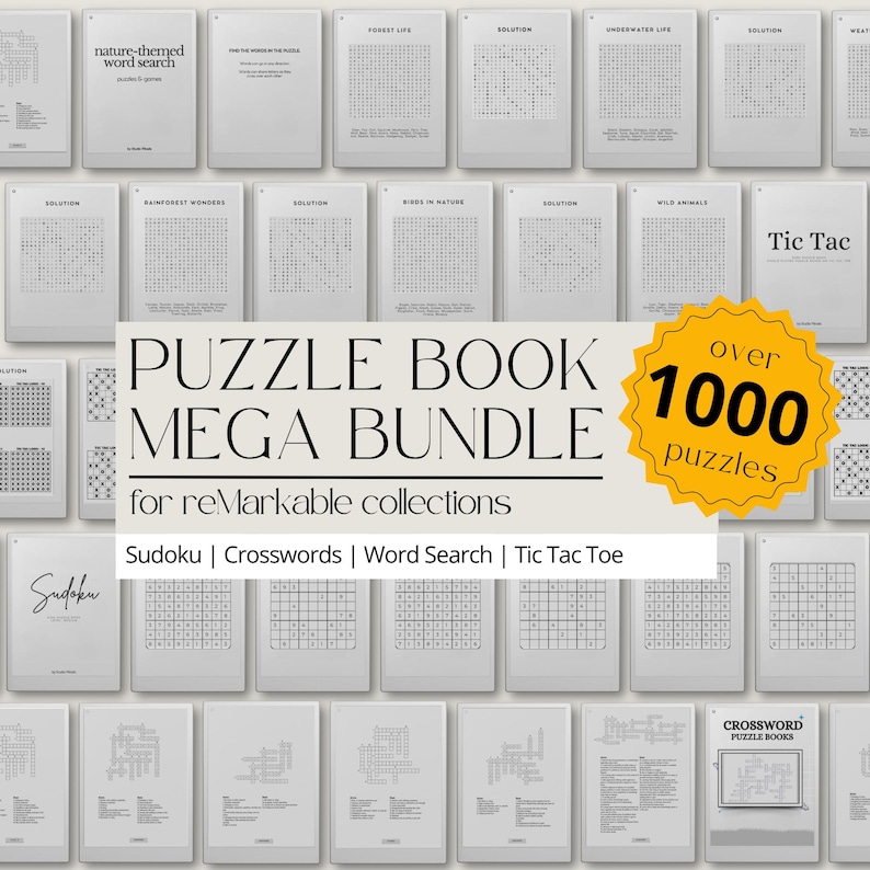 Mega Puzzle Book Bundle for Remarkable: Sudoku, Tic Tac Logic Puzzles ...