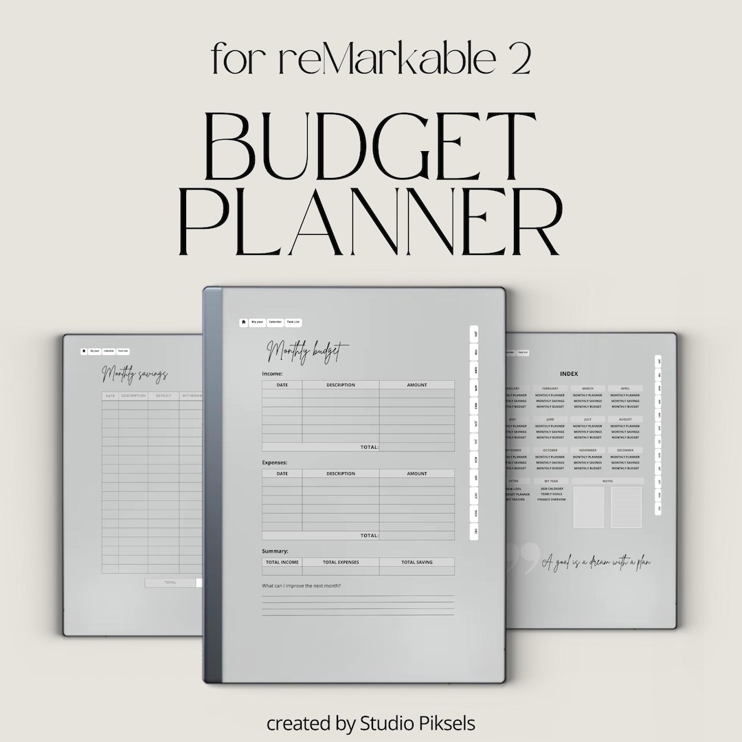 2026 Budget Planner for Remarkable Paper Pro: Hyperlinked Money Planner ...