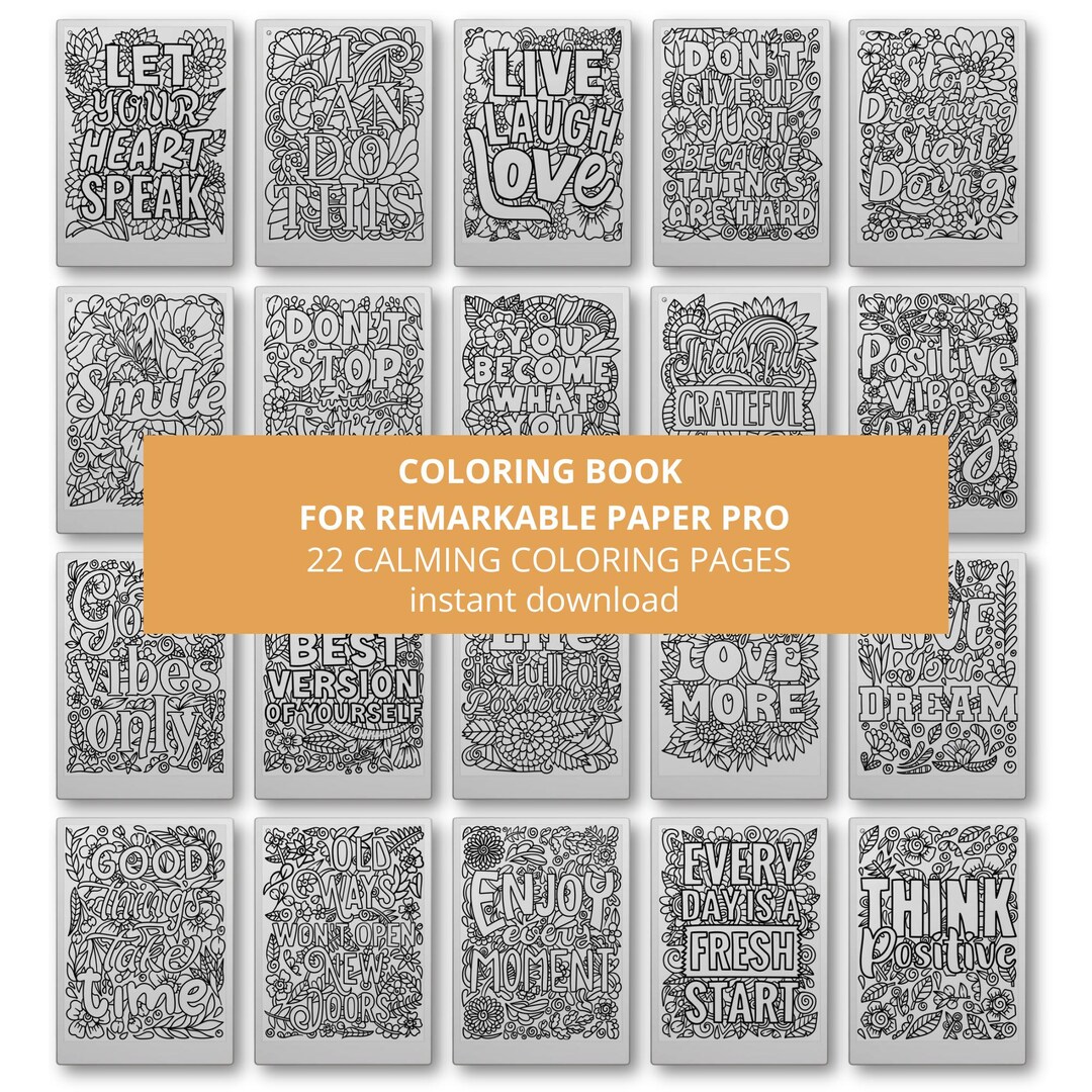 Mindful Coloring Book for Remarkable Paper Pro, Eink Digital Adult ...