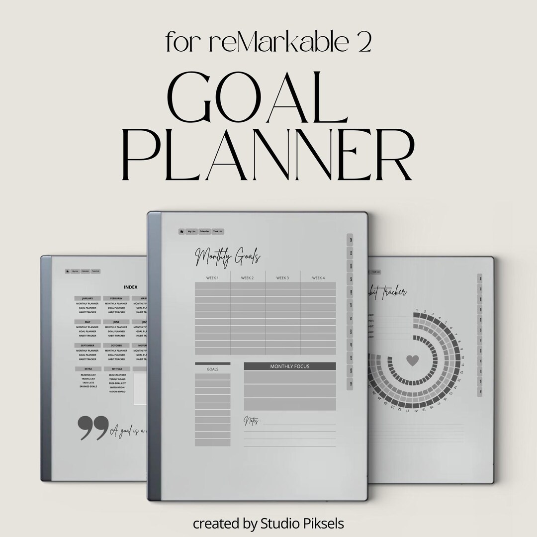 2026 Goal Planner for Remarkable 2: Hyperlinked Goal Setting Planner ...