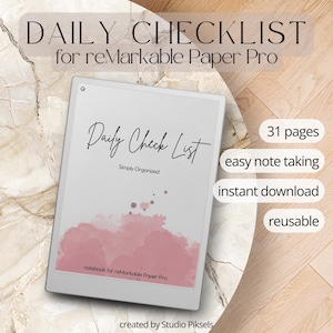 Daily Checklist Bundle for Remarkable Paper Pro, Checklist Template for ...
