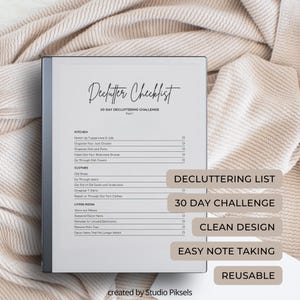 Decluttering Checklist for Remarkable, Eink Decluttering Challenge, Decluttering Template for ...