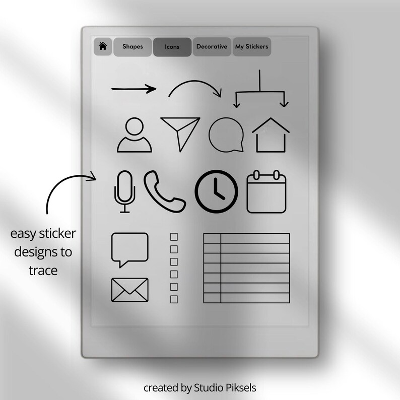 Custom Stickers for Remarkable, Traceable Visuals + Shapes for ...