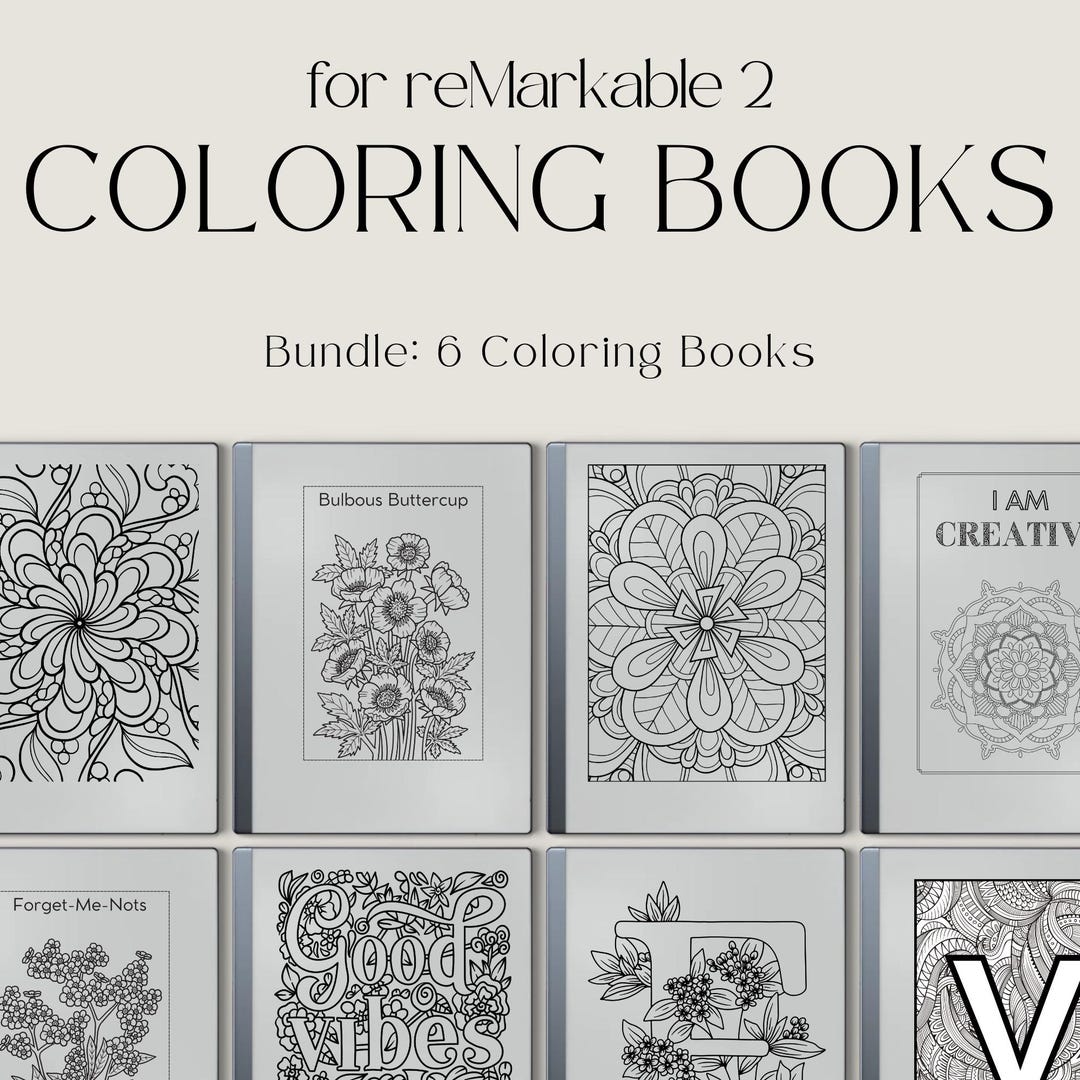 Coloring Book Bundle for Remarkable 2, Eink Adult Coloring Book ...