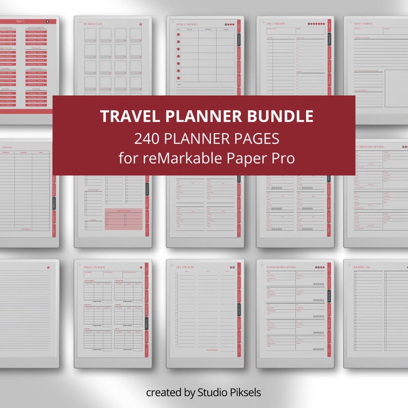 Travel Journal for Remarkable Paper Pro, Travel Diary Bundle, Travel ...