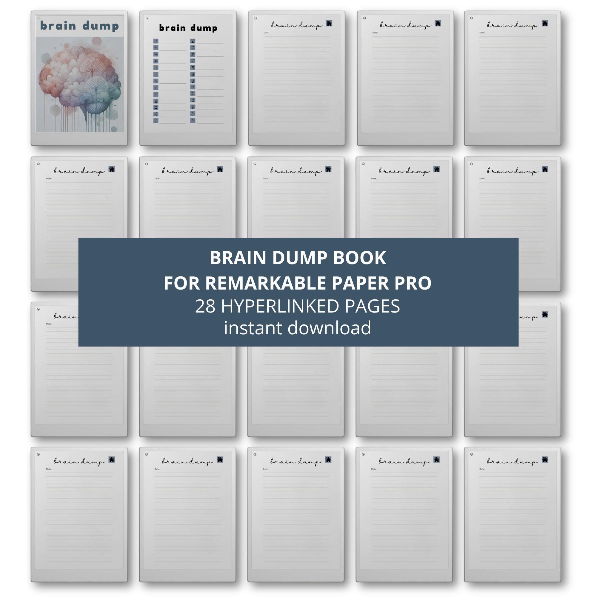 Hyperlinked Brain Dump Template for Remarkable Paper Pro, Notebook for ...