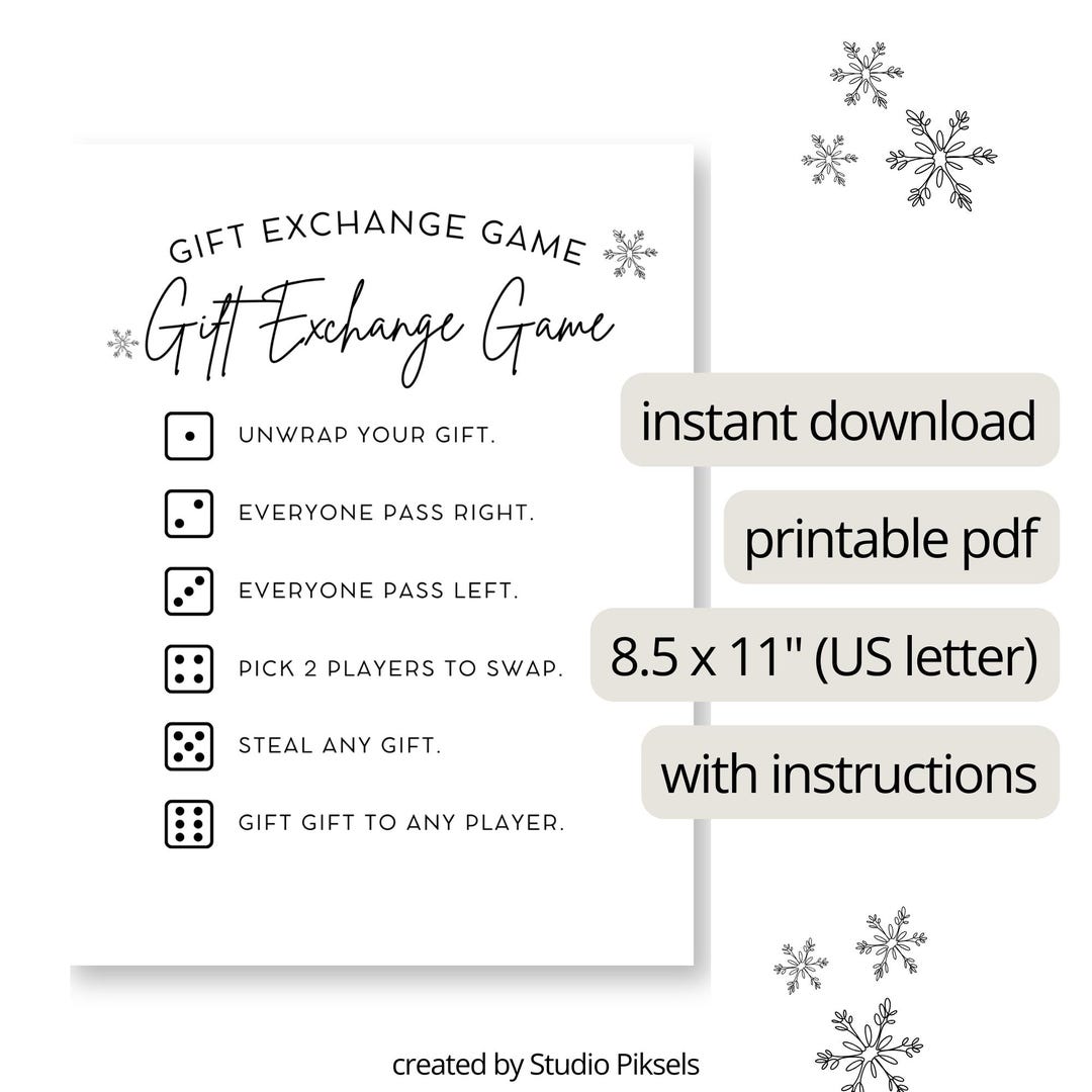 Christmas Gift Exchange Game, Pass the Gift Game, Holiday Gift Exchange ...
