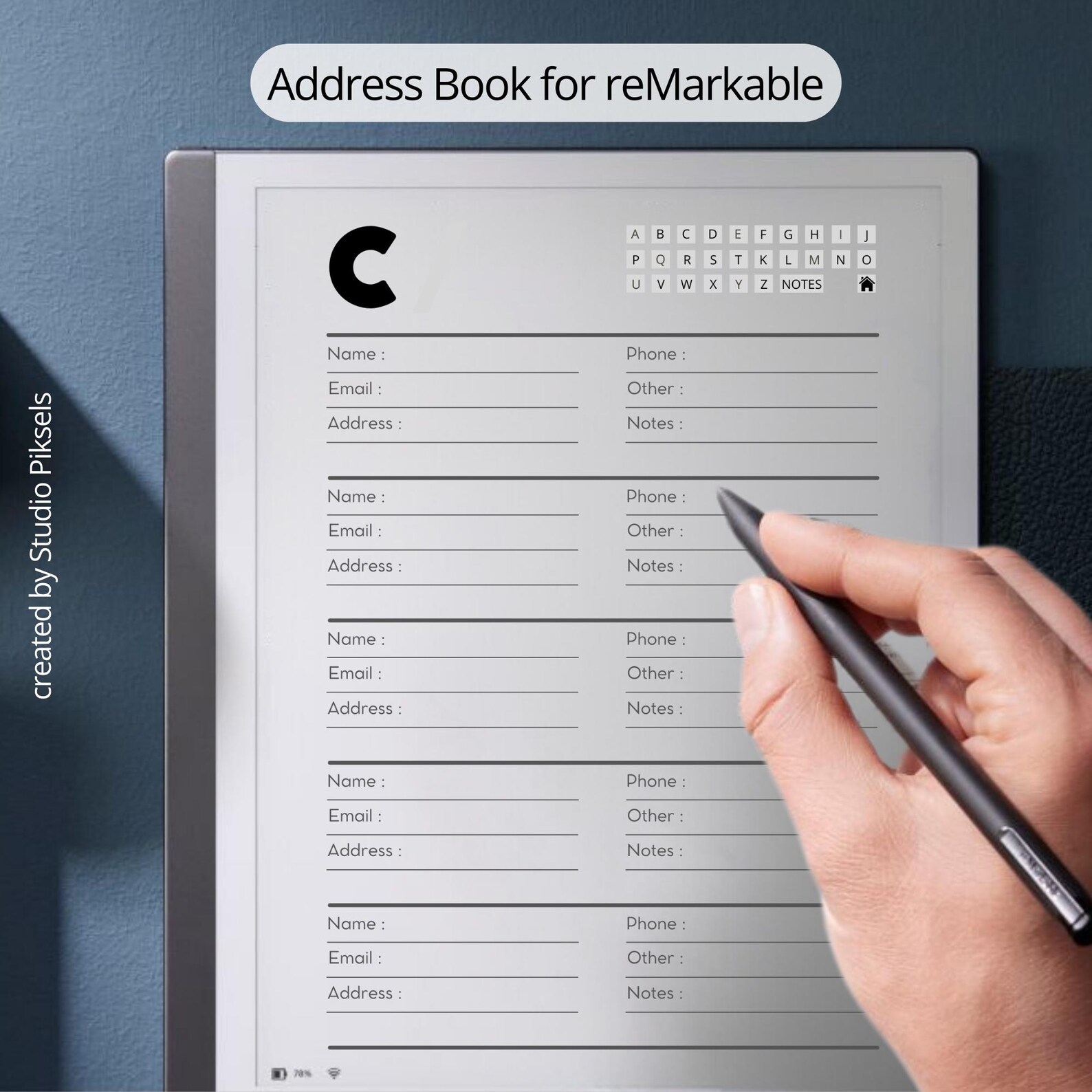 Address Book for Remarkable, Hyperlinked Digital Address Book for Eink ...