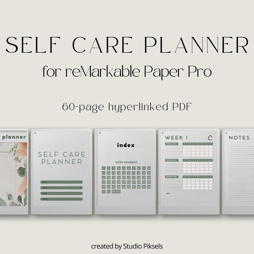 Weekly Self Care Planner for Remarkable Paper Pro, Eink Self Care ...