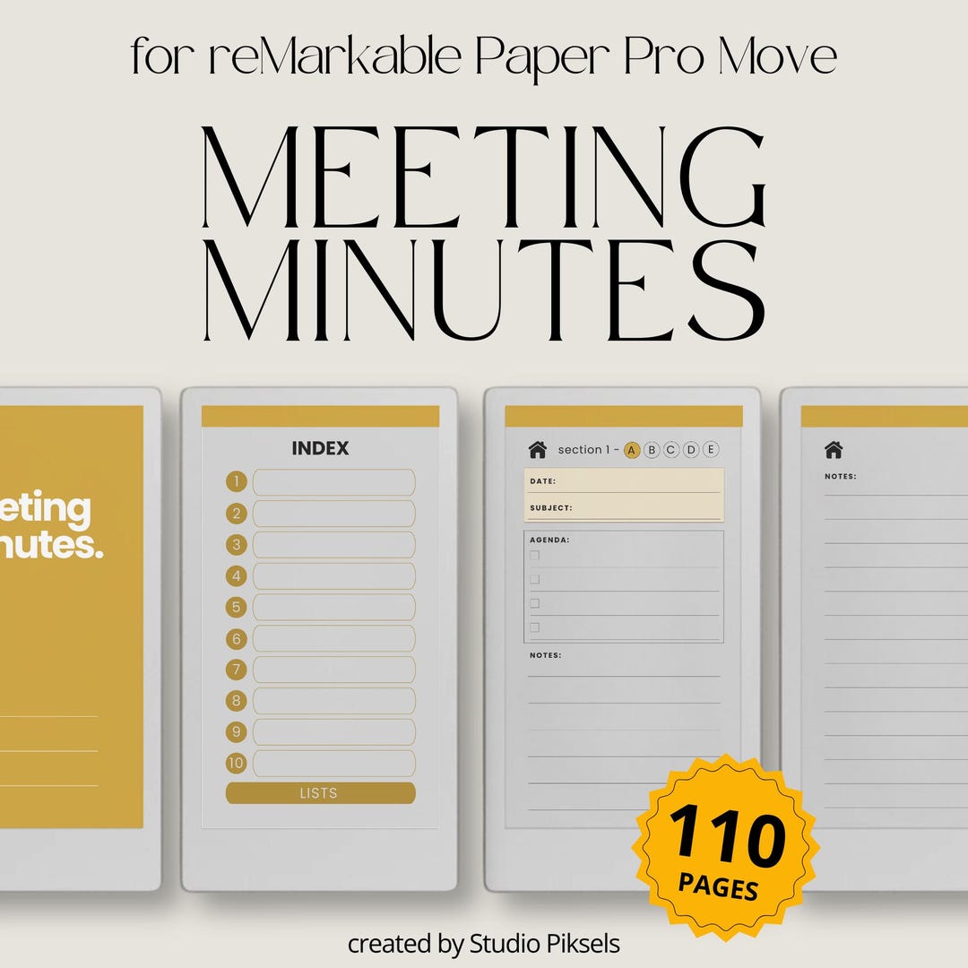Notes de réunion avec hyperlien pour reMarkable Paper Pro Move : carnet ...