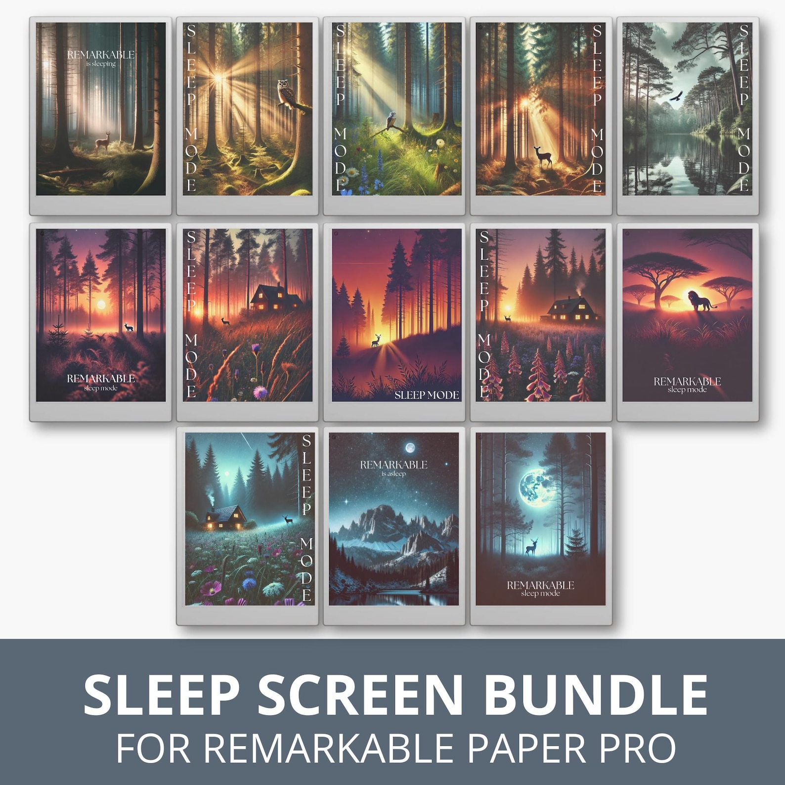 Sleep Screen Bundle for Remarkable Paper Pro Nature Scenes, Cover for ...