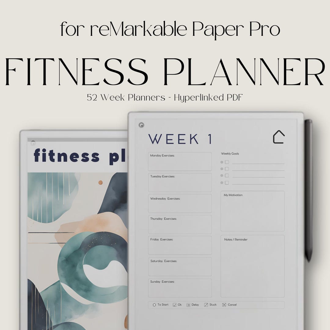 2025 Fitness Planner for Remarkable Paper Pro, Eink Fitness Tracker ...
