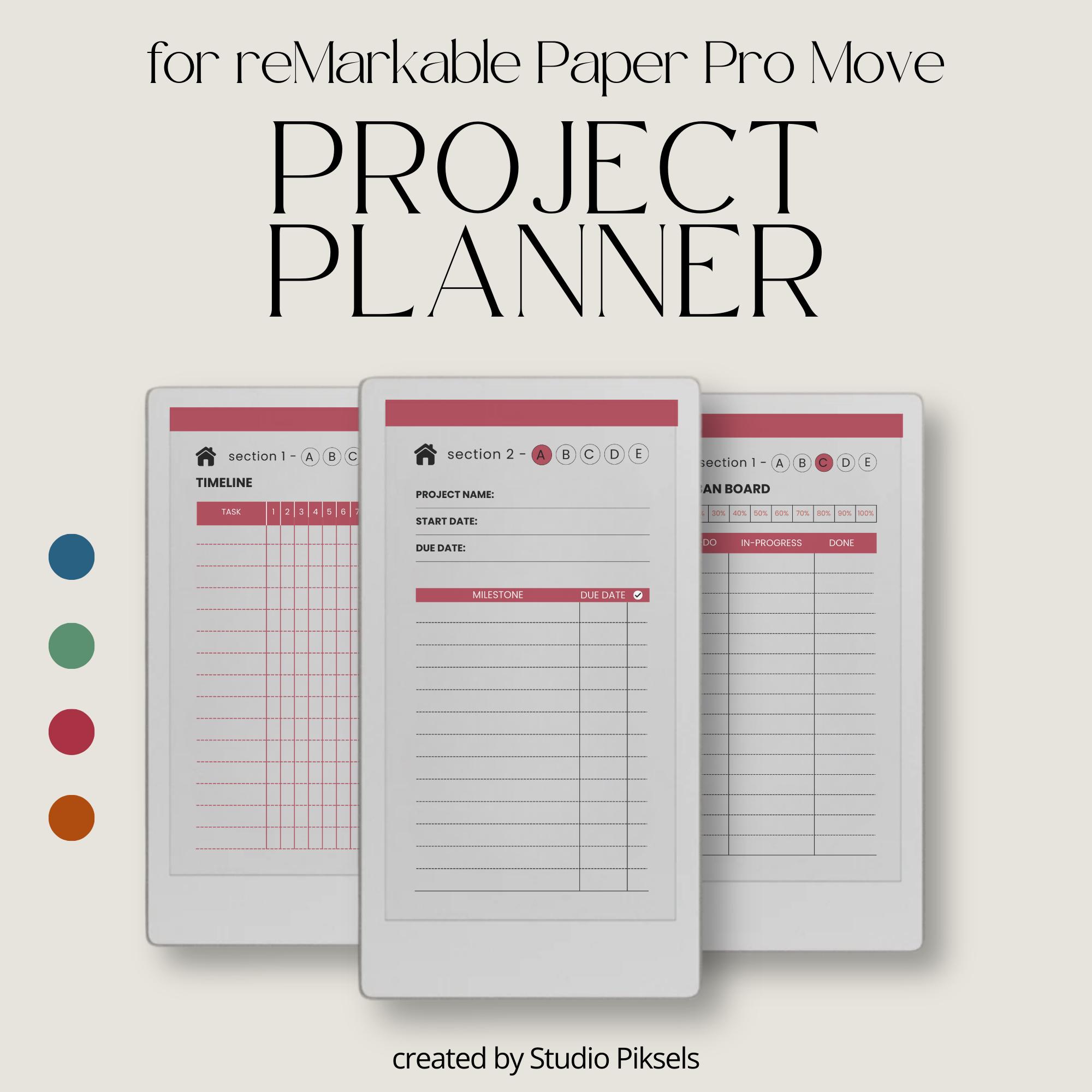 Project Planner for Remarkable Paper Pro Move: Project Management With ...