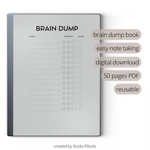 Brain Dump Template for Remarkable, Eink Brain Dump Template ...