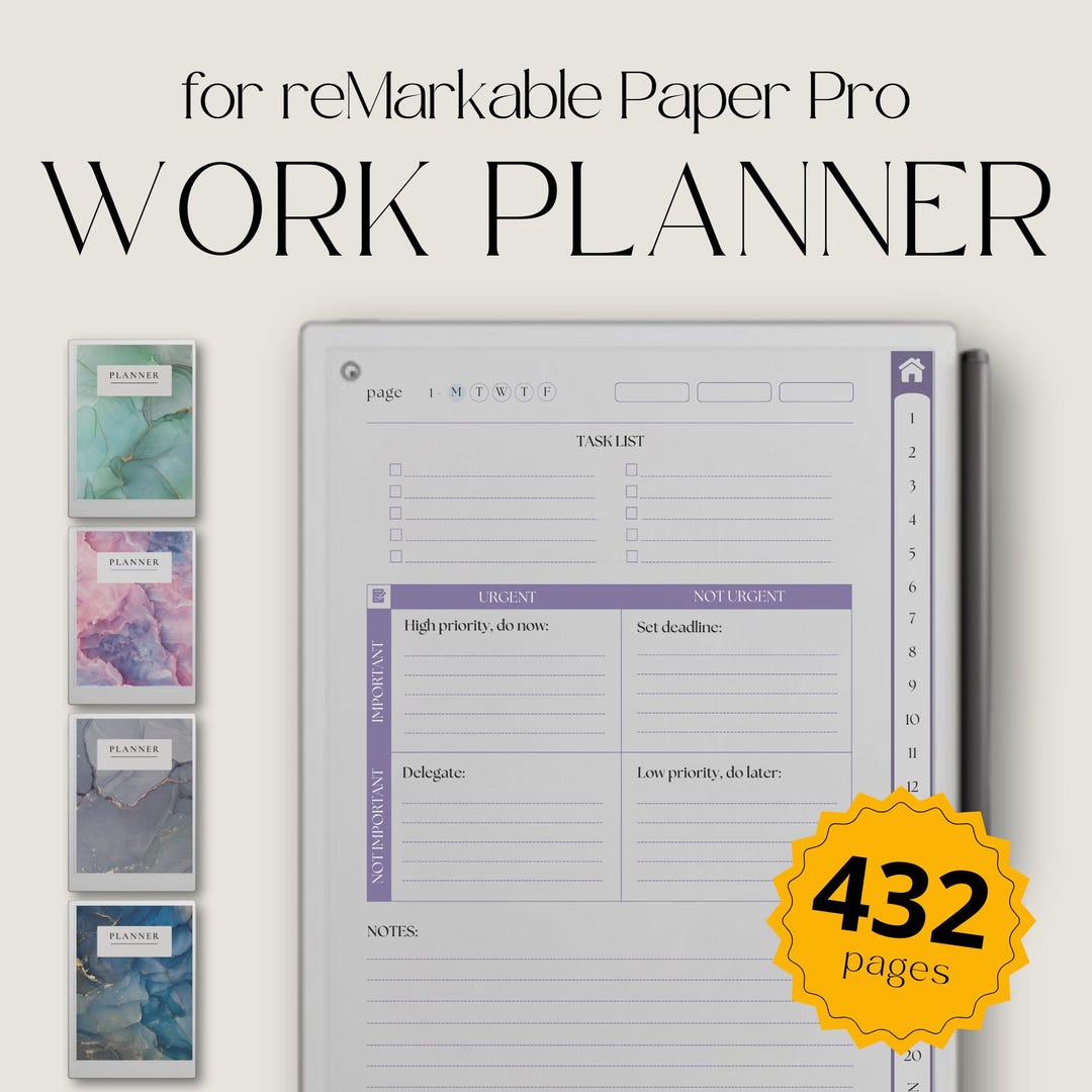 Hyperlinked Work Planner for Remarkable Paper Pro, Business Planner ...