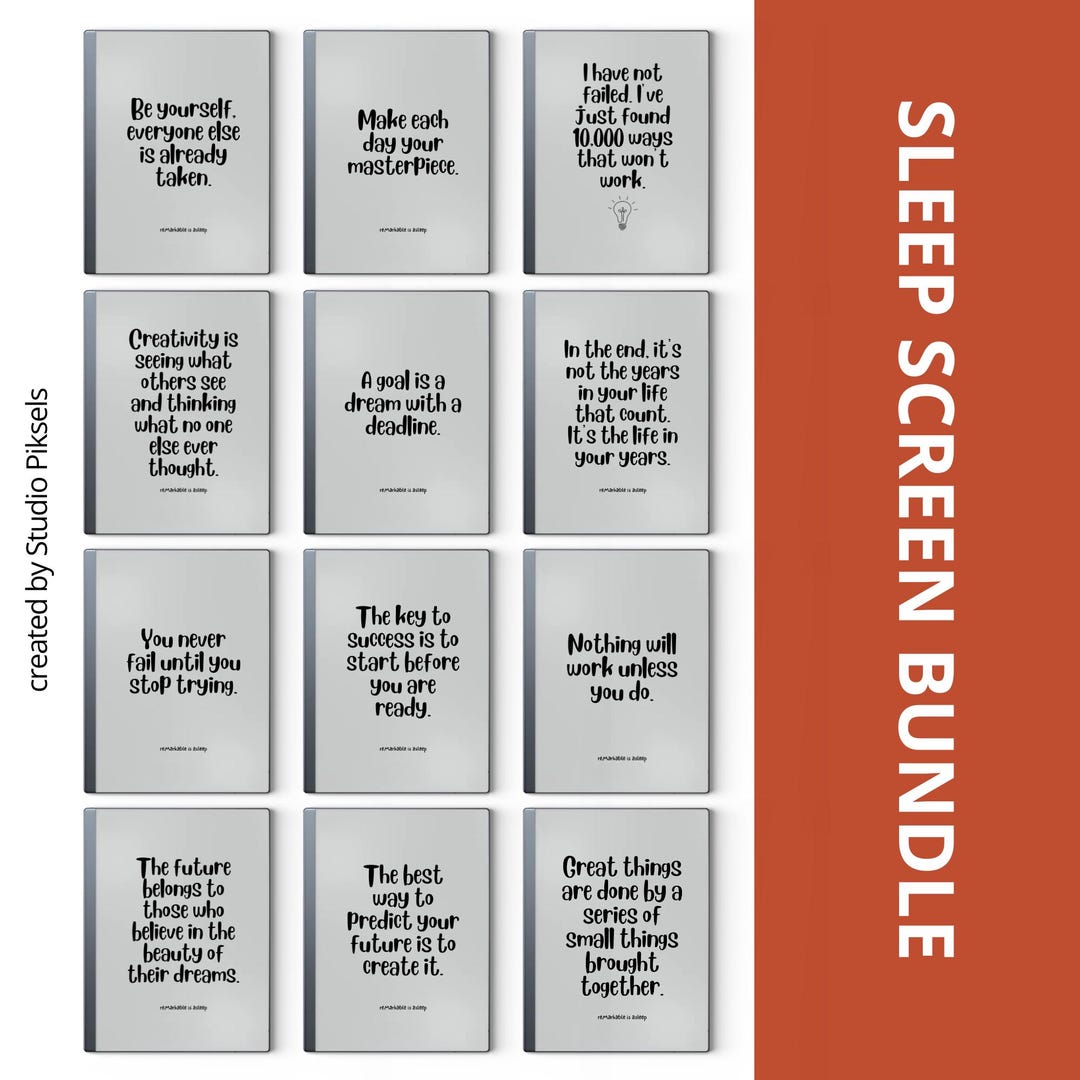 Sleep Screen Inspiration Bundle for Remarkable, Motivational Cover for ...
