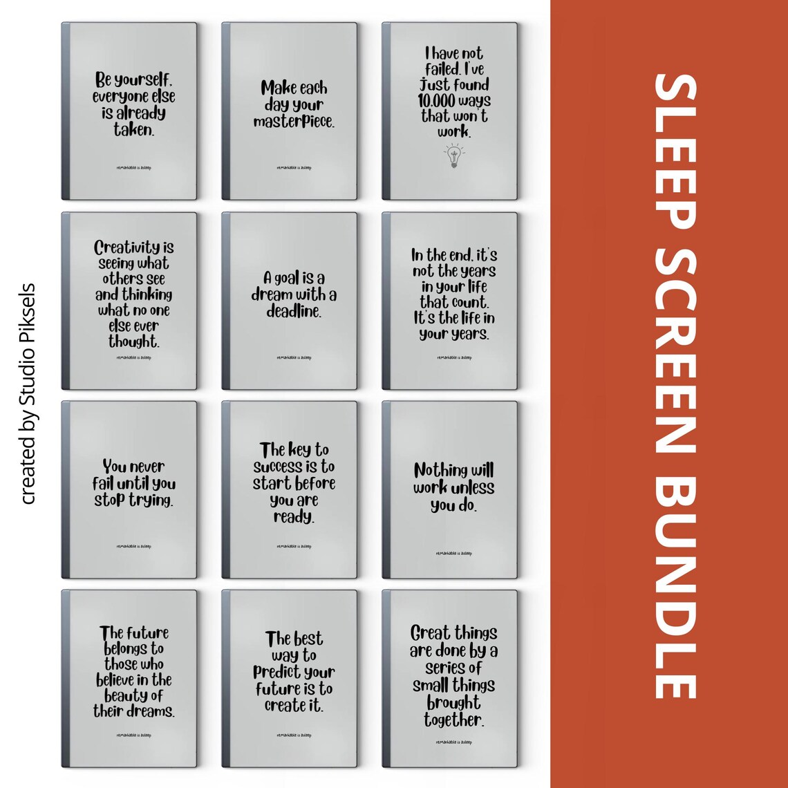 Sleep Screen Inspiration Bundle for Remarkable, Motivational Cover for ...