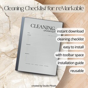 Cleaning Checklist Template for Remarkable, Eink Digital Cleaning List ...