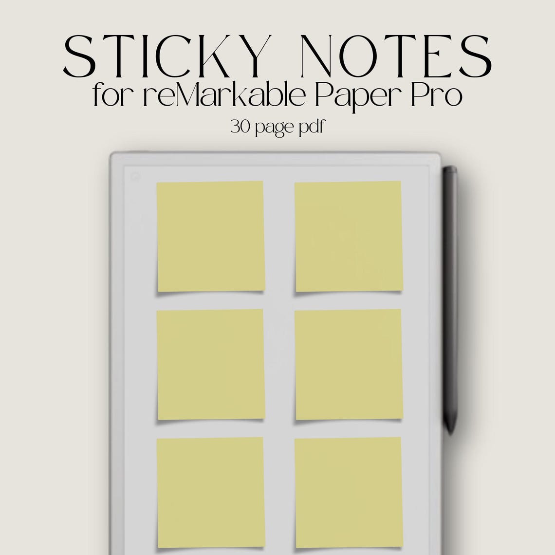 Yellow Sticky Notes for Remarkable Paper Pro, Note Templates for ...