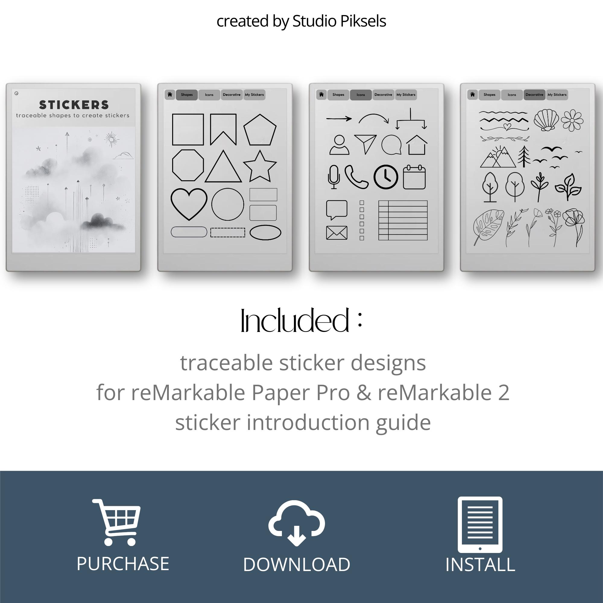Custom Stickers for Remarkable, Shapes and Visuals for Remarkable Paper ...