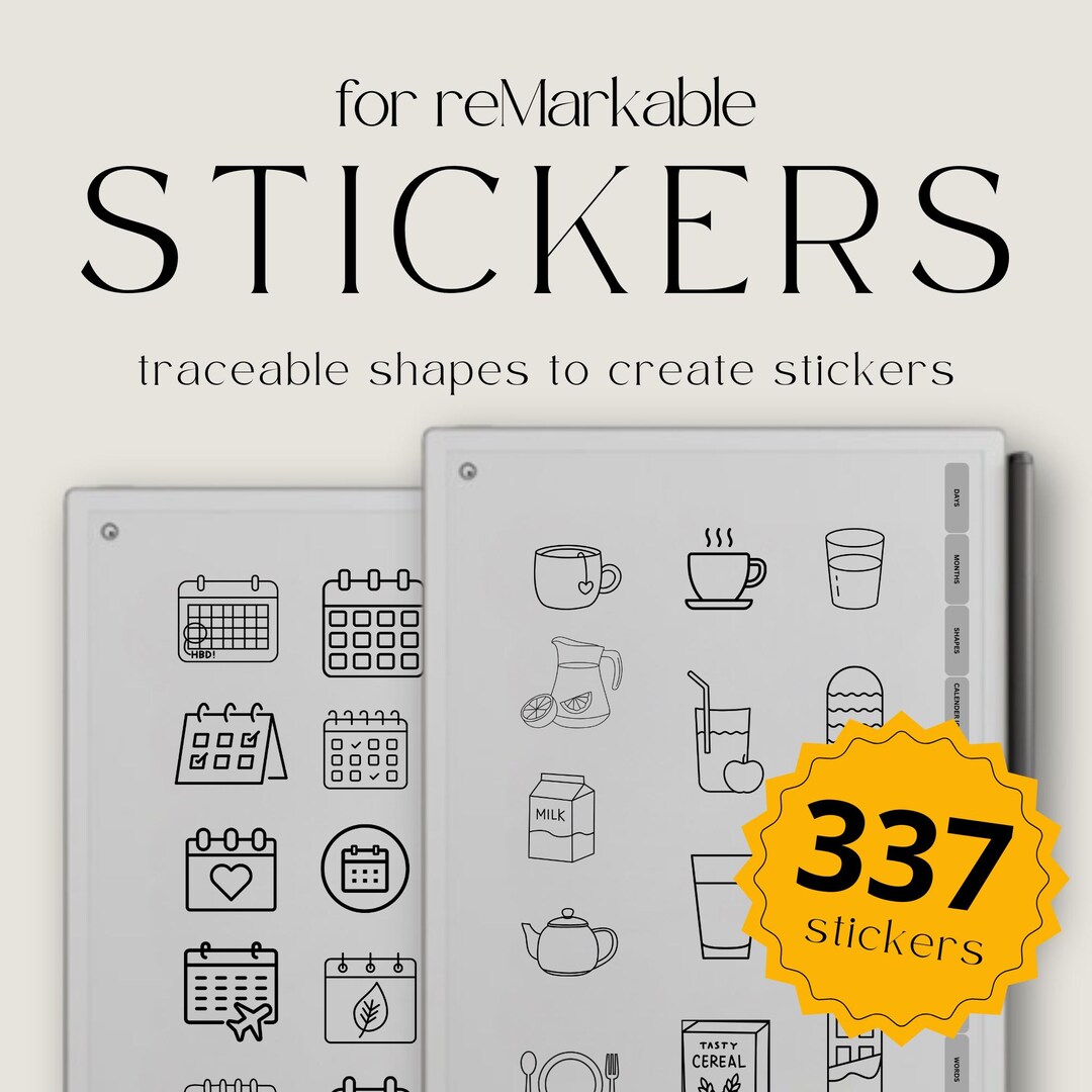 Custom Stickers for Remarkable, Traceable Visuals + Shapes for ...