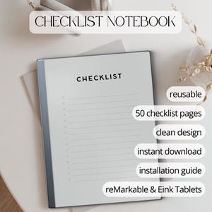 Checklist Template for Remarkable, Checklist Notebook for Remarkable ...