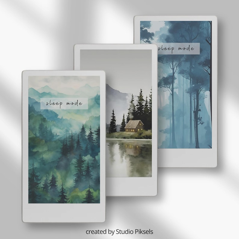 Nature Sleep Screen Bundle for Remarkable Paper Pro Move: 24 Watercolor ...