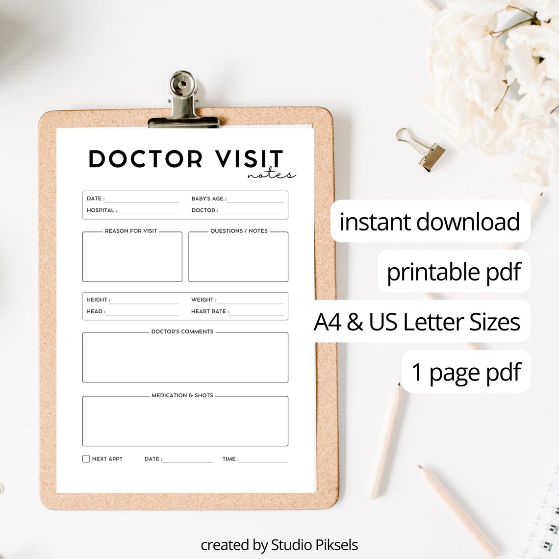 Baby Doctor Visit Log, Baby Log, Doctor Notes, Baby Daily Log, Doctor ...