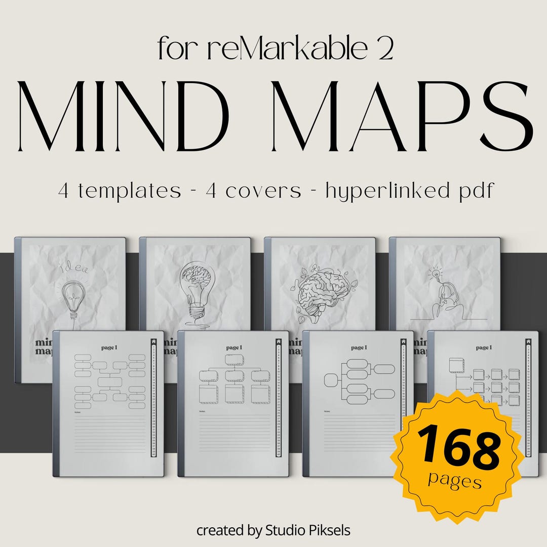 Mind Map Template for Remarkable, Idea Planner, Brainstorm Notebook ...