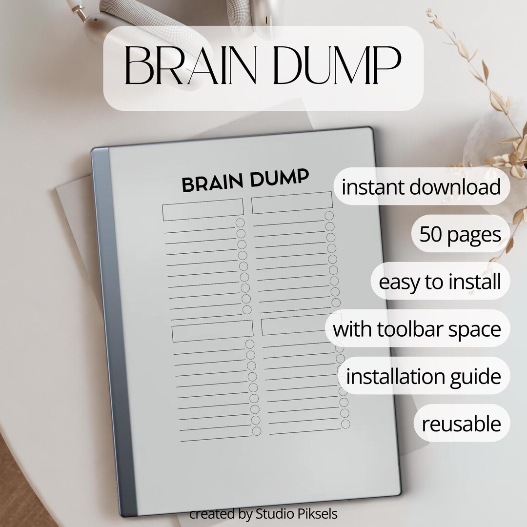 Brain Dump Template for Remarkable, Eink Brain Dump Template ...