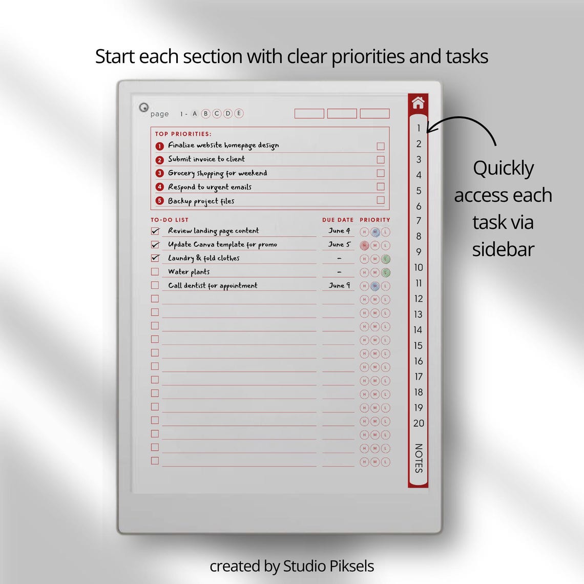 To Do List Notebooks for Remarkable Paper Pro, to Do List Templates ...