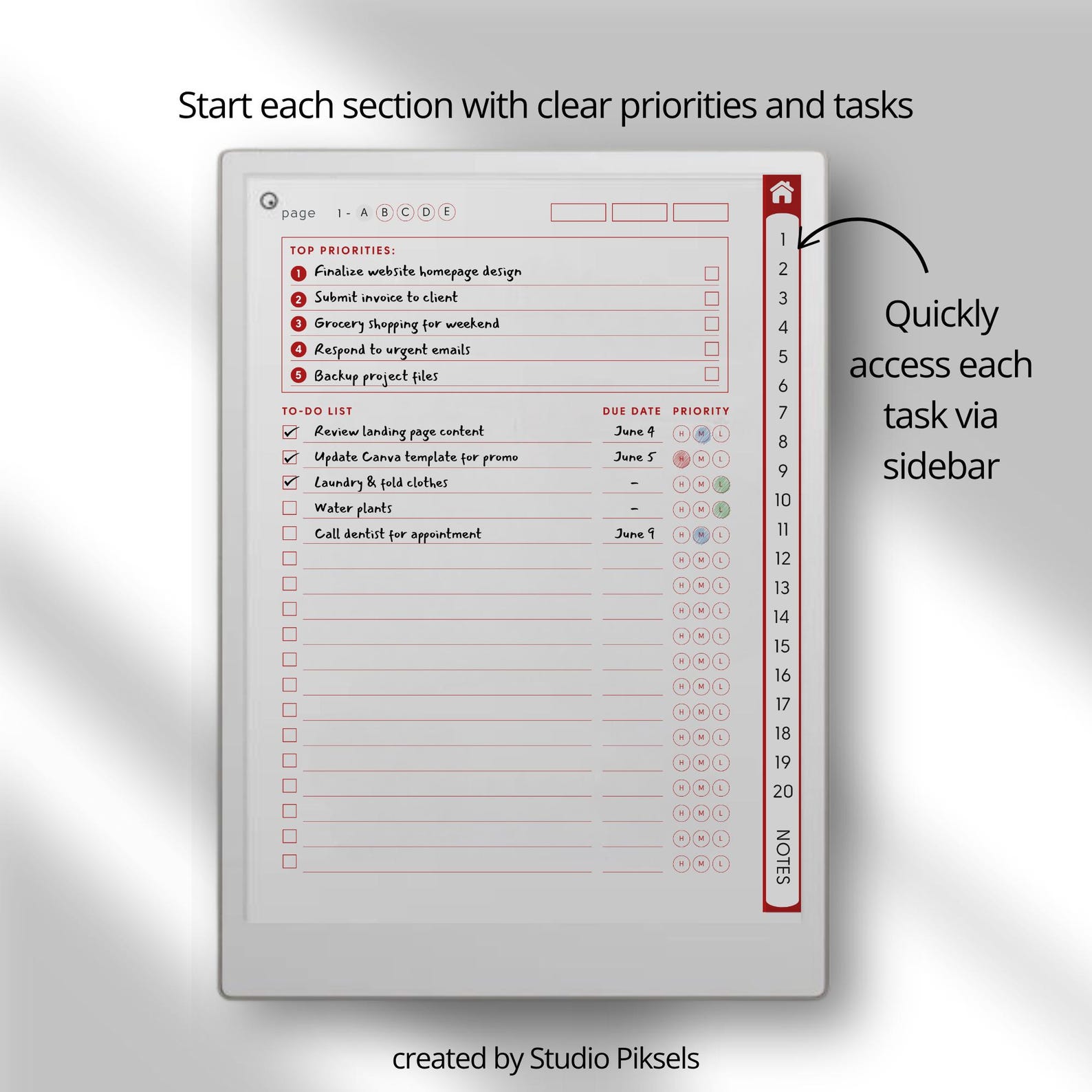 To Do List Notebooks for Remarkable Paper Pro, to Do List Templates ...